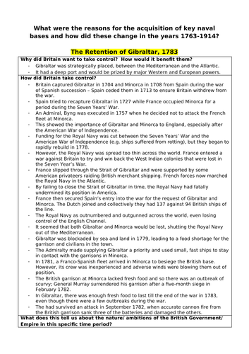 A-Level History Notes: Britain: losing and gaining an empire, 1763-1914 ...