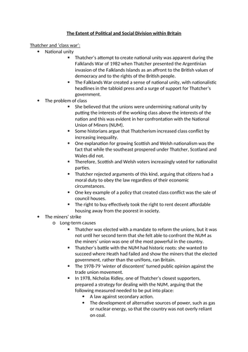 A-level History Notes: Britain transformed, 1918-97 (Thatcher ...