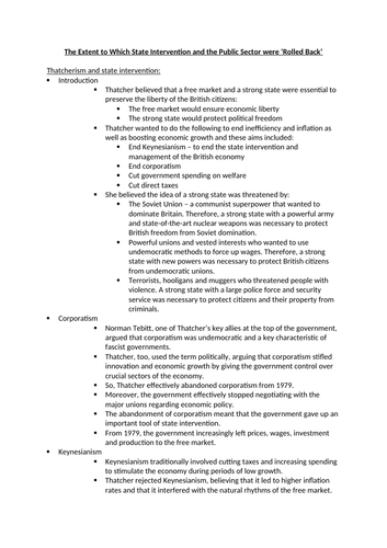 A-level History Notes: Britain transformed, 1918-97 (Thatcher ...