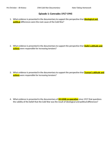 IB History - Cold War - 2. Peace Conferences | Teaching Resources