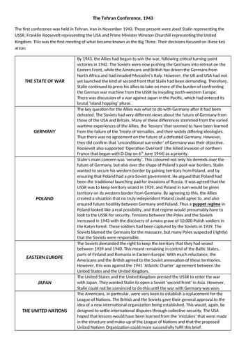 IB History - Cold War - 2. Peace Conferences | Teaching Resources