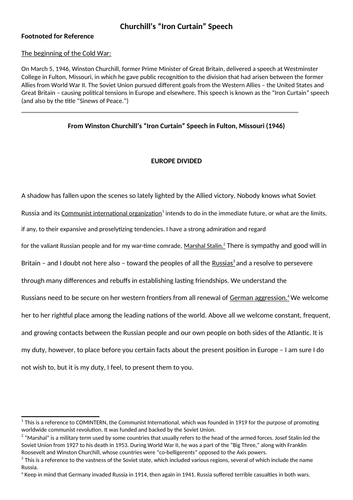 IB History - Cold War - 4. Iron Curtain | Teaching Resources