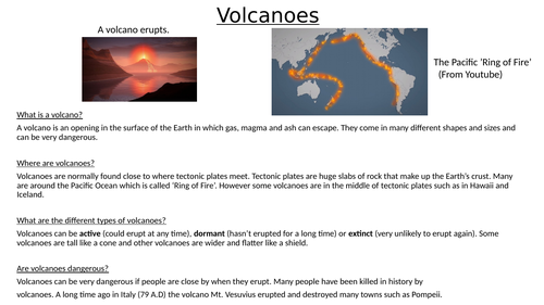 Volcanoes Comprehension Year 2/3 | Teaching Resources