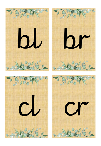 Phonics Flashcards - Pre-Cursive (Natural Themed) | Teaching Resources