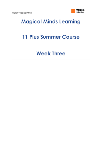 11 Plus Summer Intensive Course | Teaching Resources