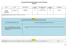 Year 8 Handball Contact and Defending Lesson Plan | Teaching Resources