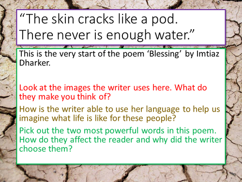 Blessing Imtiaz Dharker | Teaching Resources