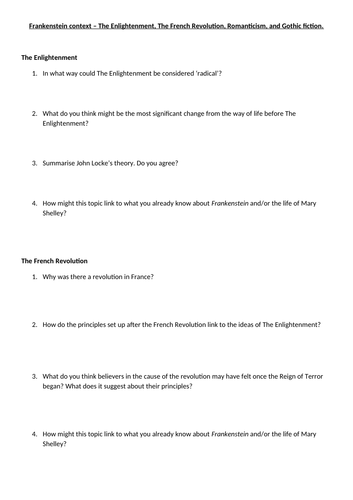 Frankenstein - 17 lessons for A Level English, plus resources ...