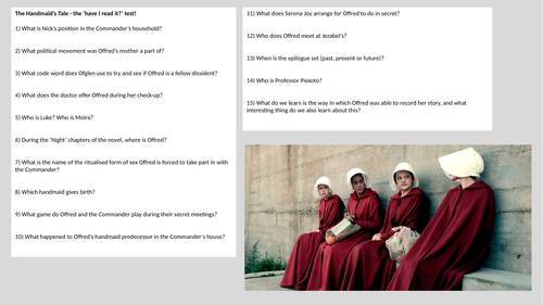 The Handmaid's Tale - 21 lessons for A Level, plus resources | Teaching ...