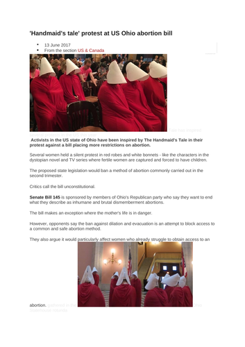 The Handmaid's Tale - 21 lessons for A Level, plus resources | Teaching ...