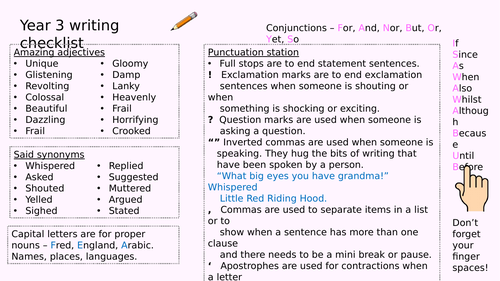 Year 3 Editing Help Sheet | Teaching Resources