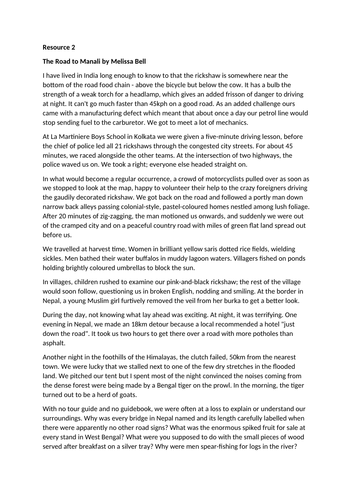 English Key Stage 3: Travel Writing (Literary Non-fiction) Unit for ...