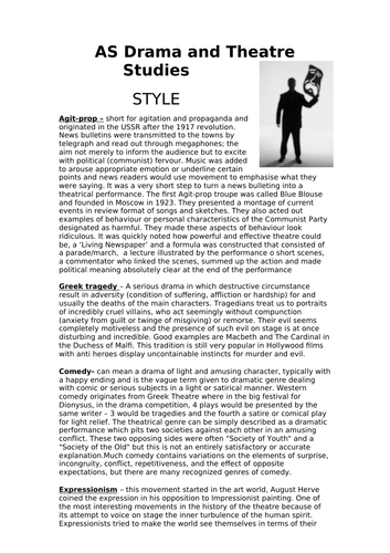 A Level Drama and Theatre Style Handouts | Teaching Resources