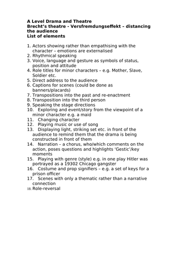 A Level Drama and Theatre Style Handouts | Teaching Resources