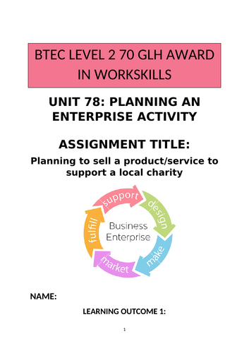 BTEC L2 Workskills Unit 78 Planning an Enterprise Activity - Assignment ...