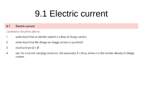 AS Physics 9 Electricity (Cambridge) | Teaching Resources