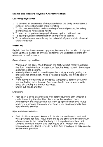 A Level Drama and Theatre Physicality Scheme of Work | Teaching Resources