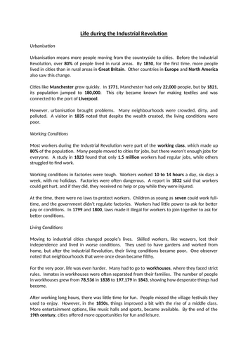 Life during the Industrial Revolution | Teaching Resources