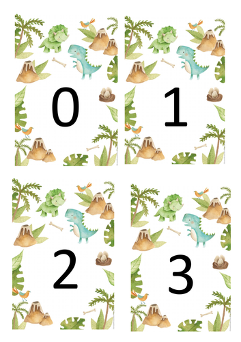 Dinosaur Number Flashcards 0 - 30 | Teaching Resources