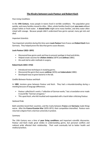 The Work of Louis Pasteur and Robert Koch | Teaching Resources