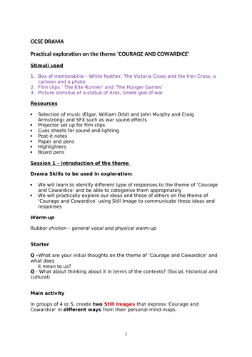 GCSE Drama Devising Unit on the theme of Courage and Cowardice ...