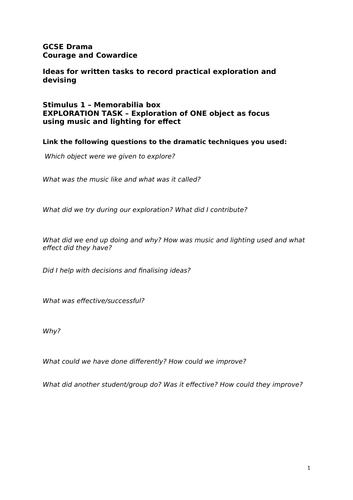 GCSE Drama Devising Unit on the theme of Courage and Cowardice ...