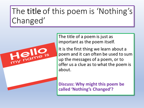 Nothing's Changed | Teaching Resources