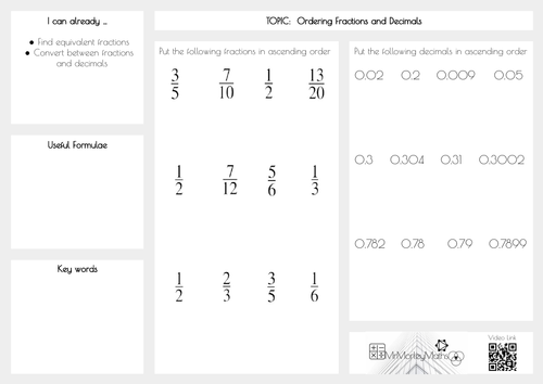 Ordering Fractions and Decimals | Teaching Resources