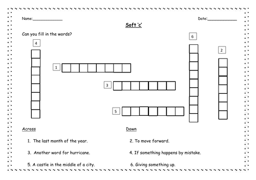 Soft 'c' Spelling Powerpoint and Worksheet | Teaching Resources