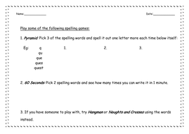 'que' words Spelling Powerpoint and Worksheet (at the start and end of ...