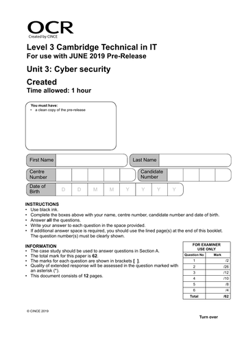 Practice Exam Unit 3 Cyber Security Teaching Resources