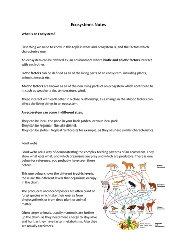 ECOSYSTEMS NOTES AQA GCSE GEOGRAPHY | Teaching Resources ECOSYSTEMS NOTES AQA GCSE GEOGRAPHY | Teaching Resources
