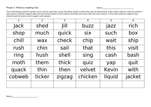 Daily Phonics Word List Pack Phase 3, 4 & 5 Reception and Year 1 ...