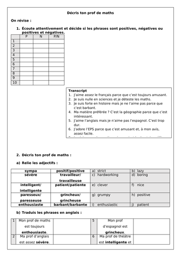 French Teachers School - On parle des professeurs | Teaching Resources