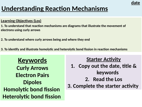 AS Chemistry: Introduction To Reaction Mechanisms | Teaching Resources