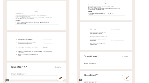Cambridge Checkpoint ESL P2 Writing Task 1 (Vocabulary) Google Form ...