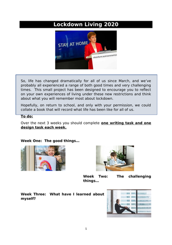 Personal Writing Lockdown Living 2020 | Teaching Resources