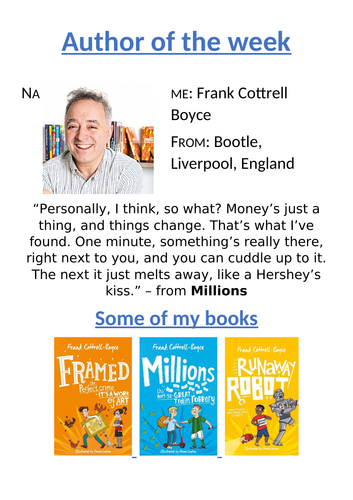 Author of the Week/Month posters | Teaching Resources