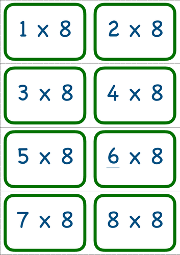 8 Times Tables Flashcards | Teaching Resources