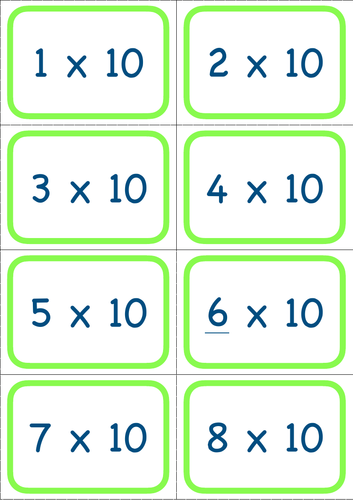 10 Times Tables Flashcards | Teaching Resources