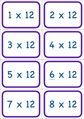 12 Times Tables Flashcards | Teaching Resources