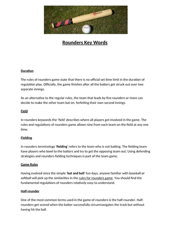 Physical Education Terminology for Sports | Teaching Resources