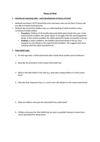 Theory of Mind: lesson 6 | Teaching Resources
