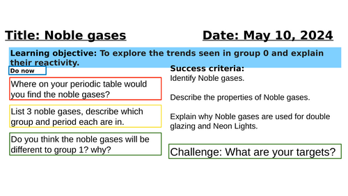 Group 0 - Noble Gases. | Teaching Resources