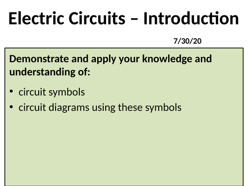 Electric Circuits - Introduction | Teaching Resources