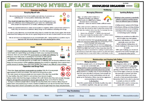 PSHE: Keeping Myself Safe - Year 5 Knowledge Organiser! | Teaching ...