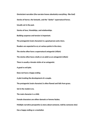 Gothic Literature SOW | Teaching Resources Gothic Literature SOW | Teaching Resources
