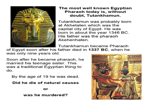 The curse of Tutankhamun- create murder mystery drama or puppet show ...
