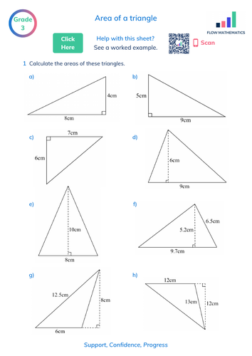 Area of a triangle worksheet | Teaching Resources Area of a triangle worksheet | Teaching Resources