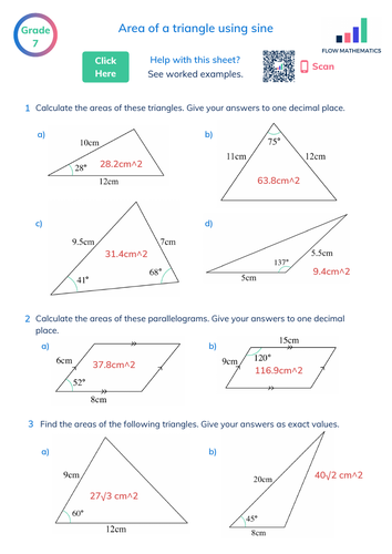 Area of a triangle using sine (Higher GCSE) | Teaching Resources